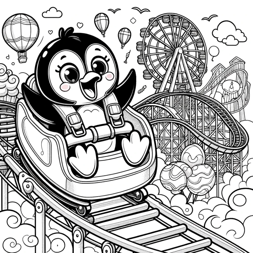 Coloring Page: Exciting Roller Coaster Fun - Color Page for Kids