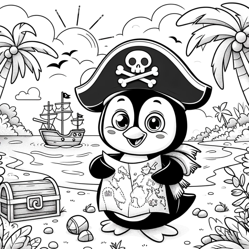 Coloring Page Pirate Penguin Color Page For Kids Adventure On Paper