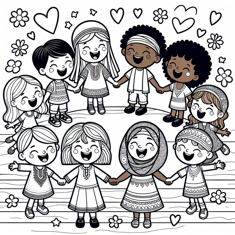Coloring Page: Color Page for Kids Celebrating Unity and Diversity