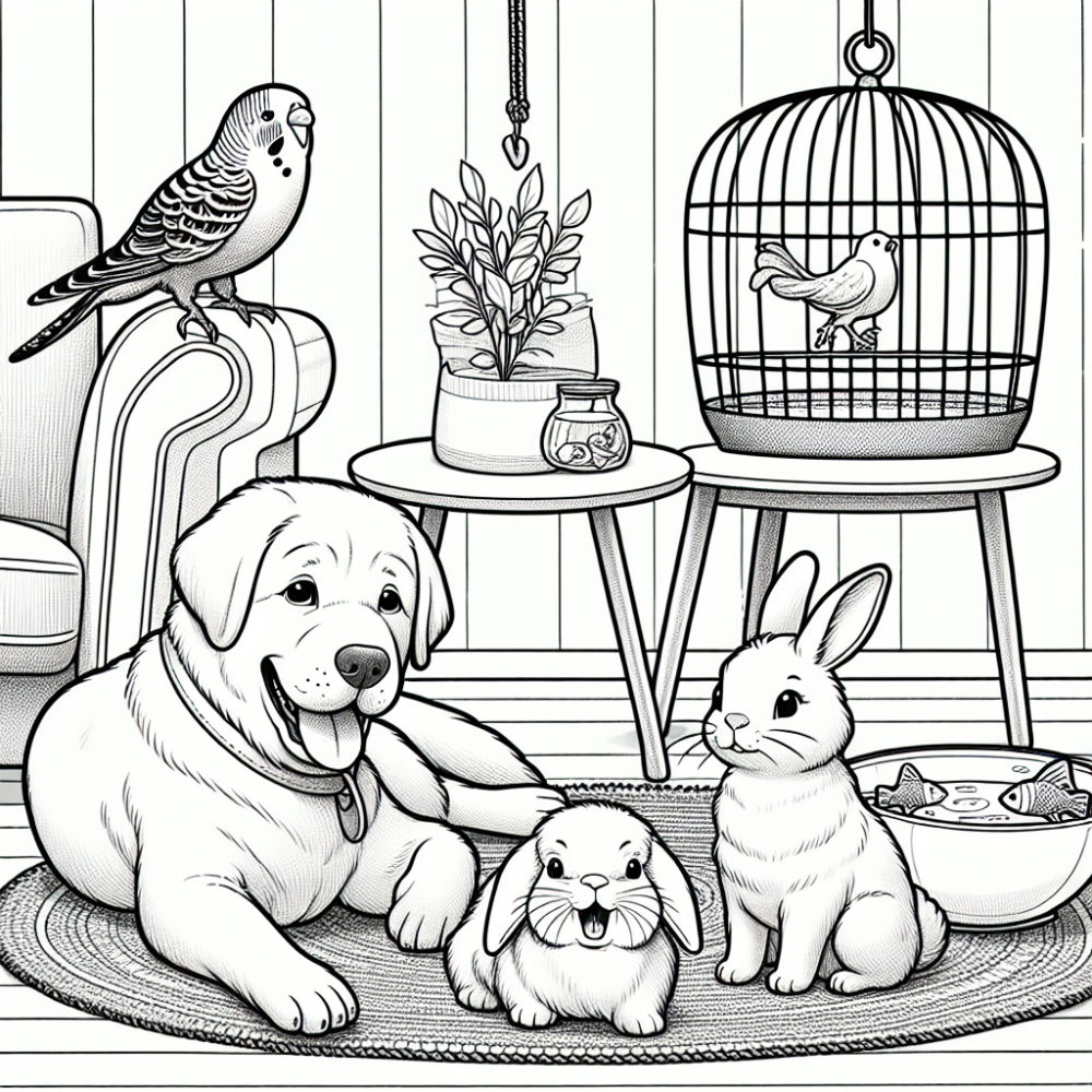Coloring Page: Engaging Color Page for Kids - Cozy Animals Indoors