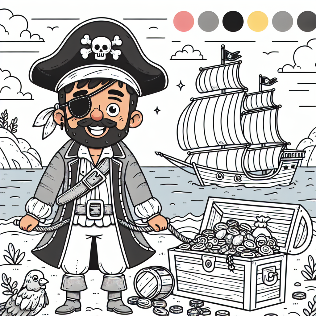 Coloring Page: Exciting Pirate Treasure Color Page for Kids