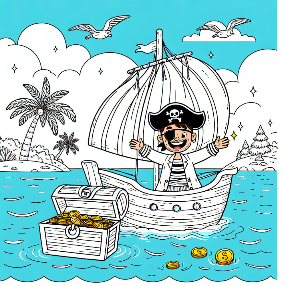 Coloring Page: Adventurous Pirate Treasure Color Page for Kids