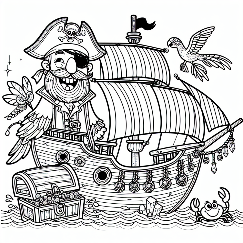 Coloring Page: Pirate Ship Color Page for Kids