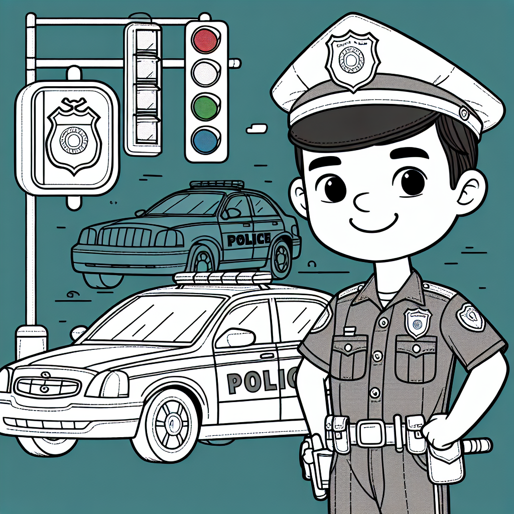 Coloring Page: Fun Police Officer Color Page for Kids