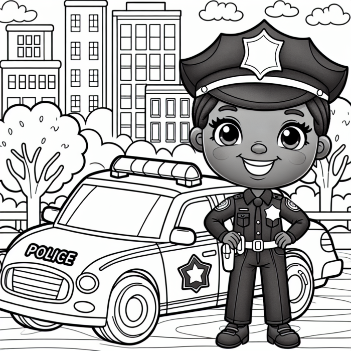 Coloring Page: Fun Police Officer Color Page for Kids