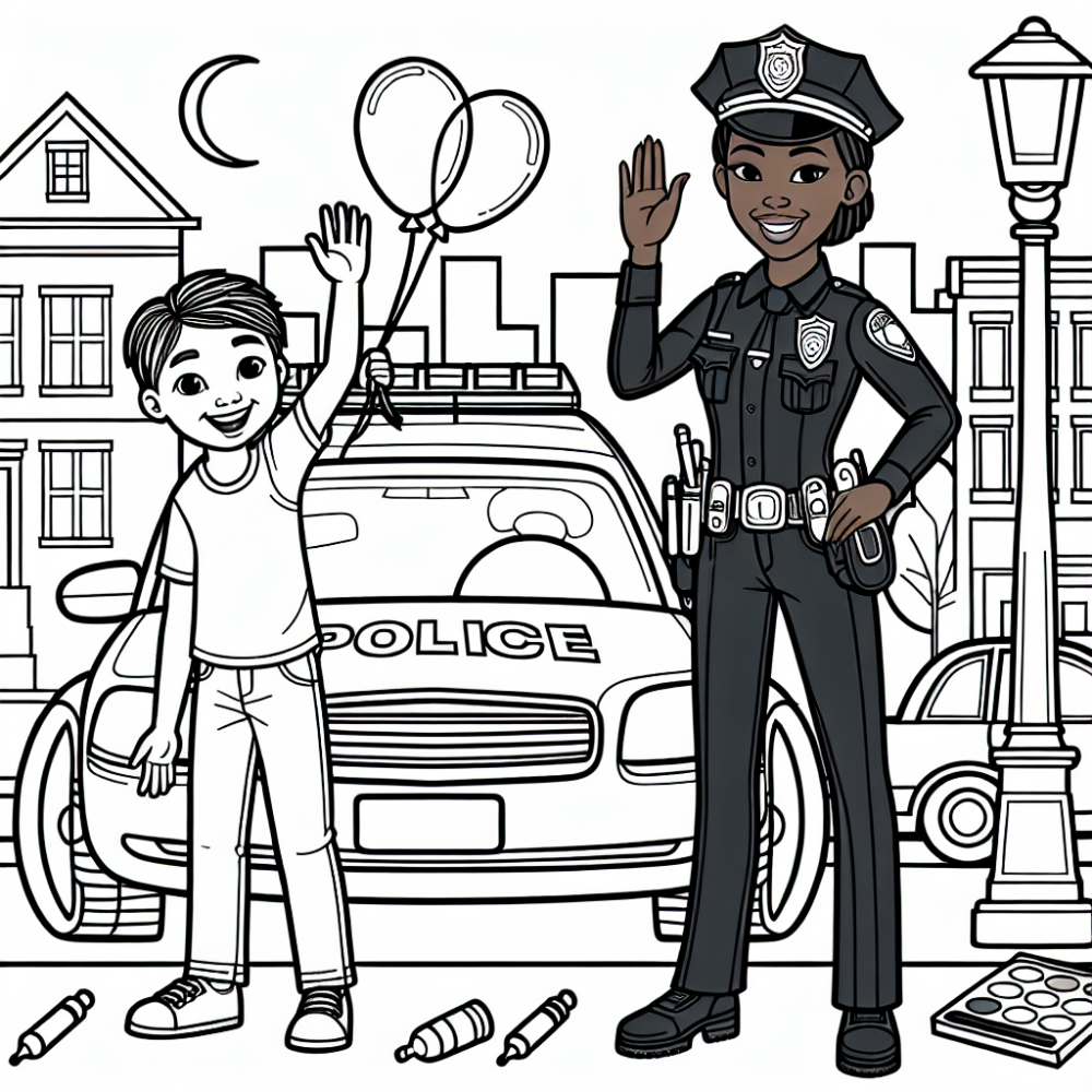 Coloring Page: Color Page for Kids: Fun with Police Officer