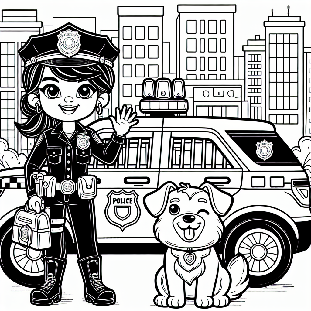 Coloring Page: Fun Police Officer Color Page for Kids