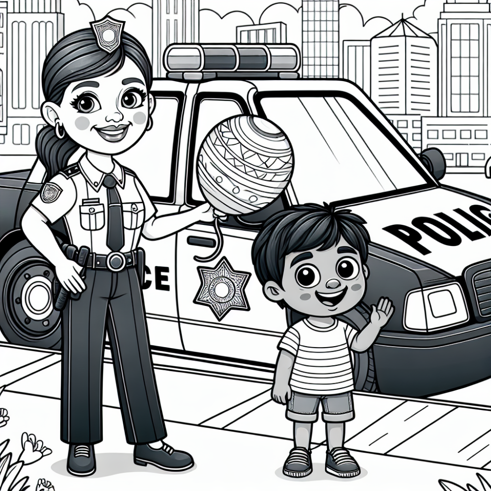 Coloring Page: Engaging Police Officer and Child Color Page for Kids