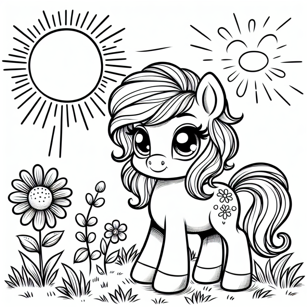 Coloring Page: Adorable Pony Color Page for Kids