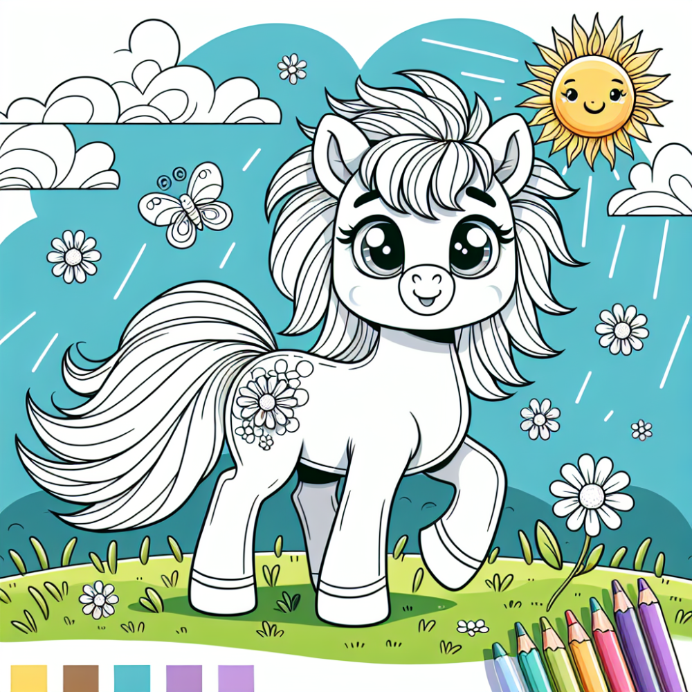 Coloring Page: Joyful Pony Color Page for Kids