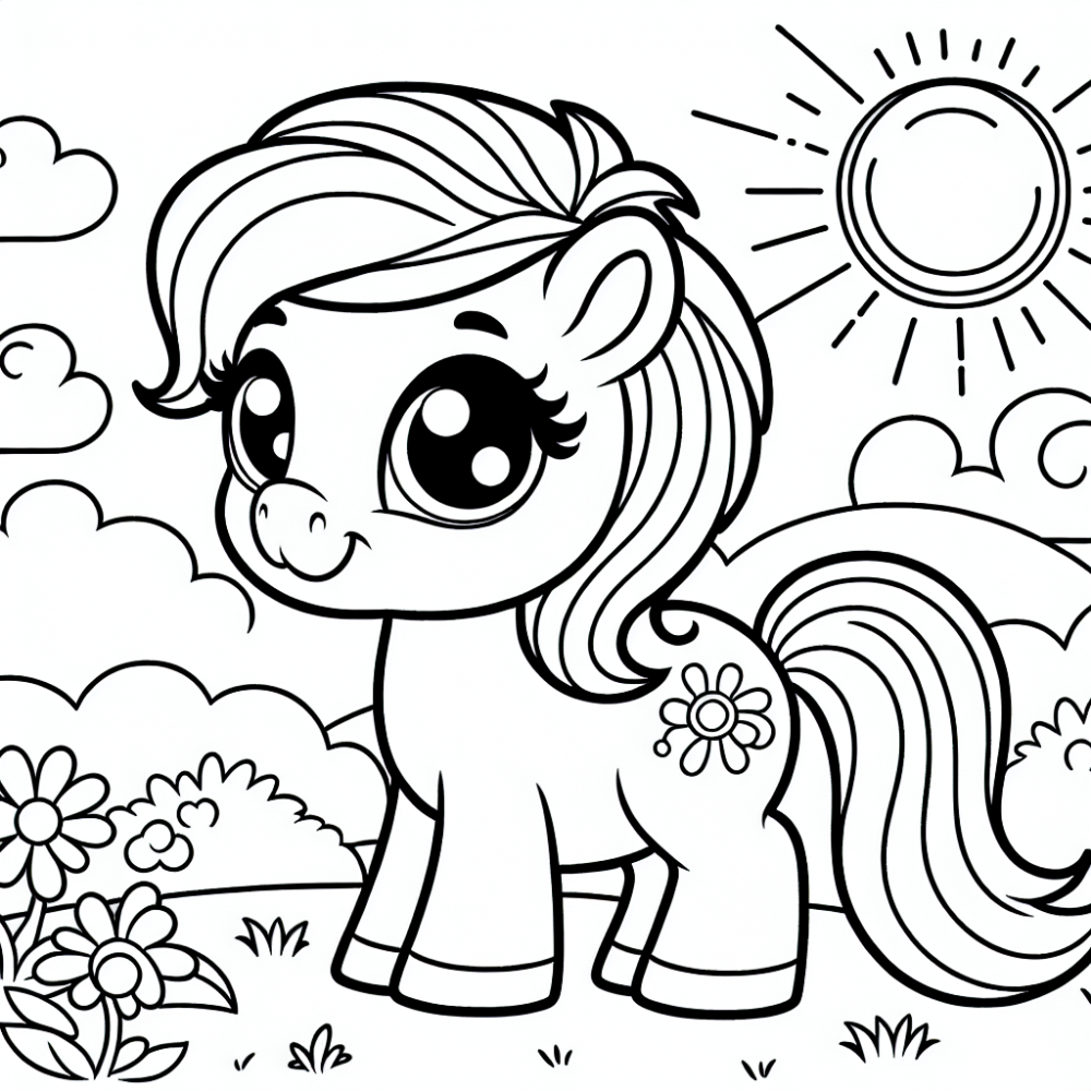 Coloring Page: Adorable Pony Color Page for Kids