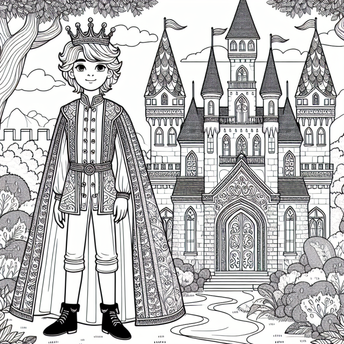 Coloring Page: Royal Prince Castle Color Page for Kids