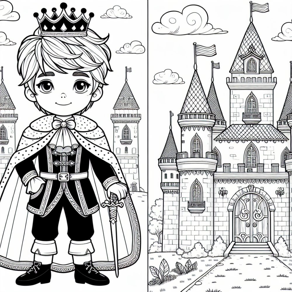 Coloring Page: Prince and Castle Color Page for Kids