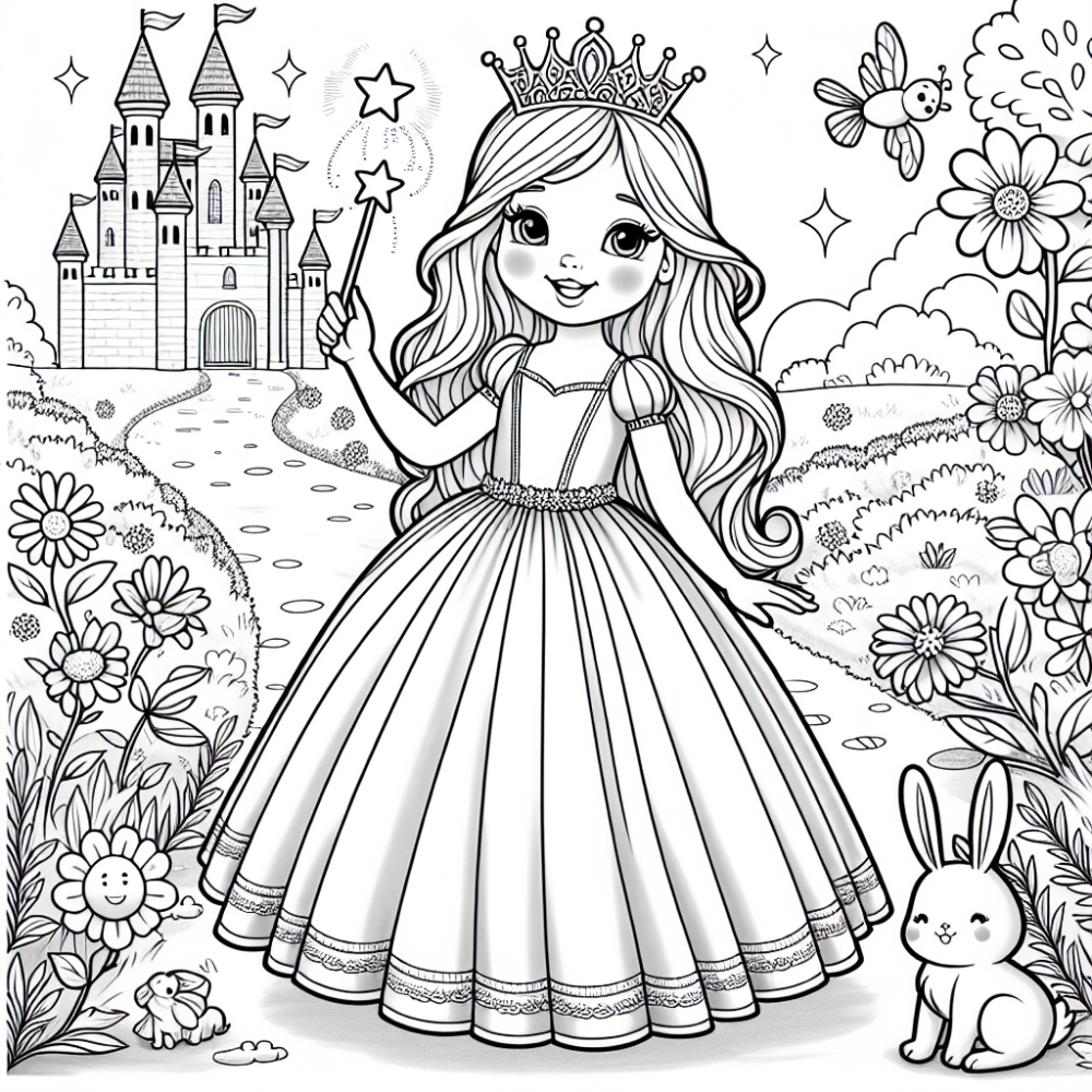 Coloring Page: Magical Princess Color Page for Kids