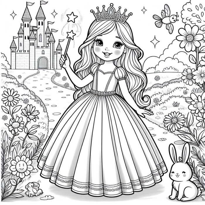 Coloring Page: Magical Princess Color Page for Kids