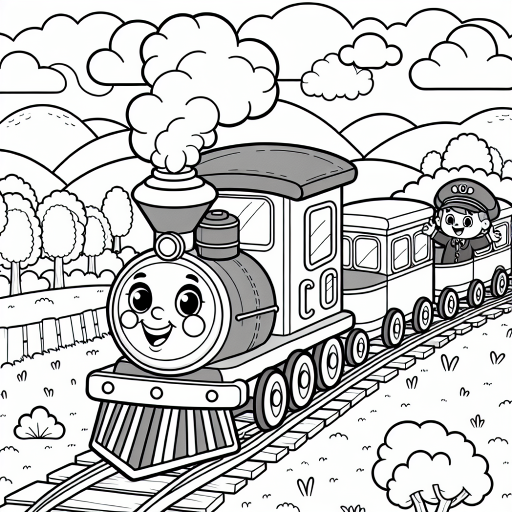 Coloring Page: Fun Train Adventure Color Page for Kids