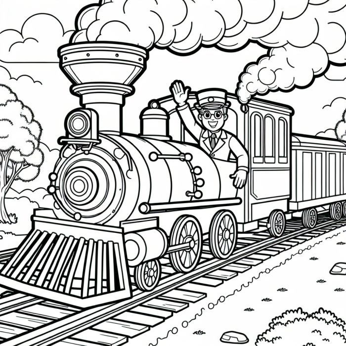Coloring Page: Fun Train Color Page for Kids