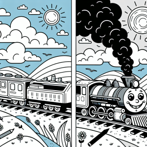 Coloring Page: Exciting Train Color Page for Kids