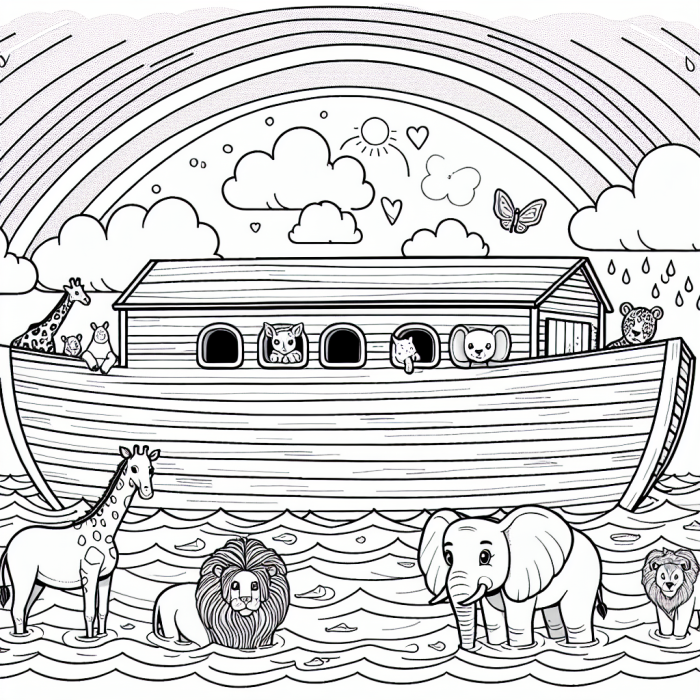 Coloring Page: Engaging Animal Ark Color Page for Kids