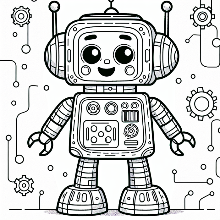 Coloring Page: Fun Robot Color Page for Kids