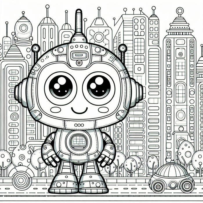 Coloring Page: Fun Robot Color Page for Kids