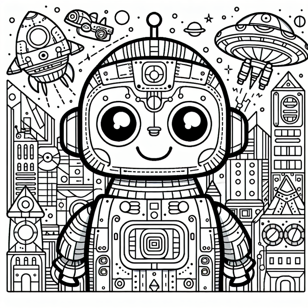 Coloring Page: Engaging Robot-Themed Color Page for Kids