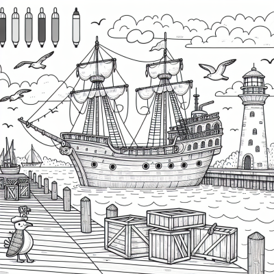 Coloring Page: Nautical Adventure Color Page for Kids