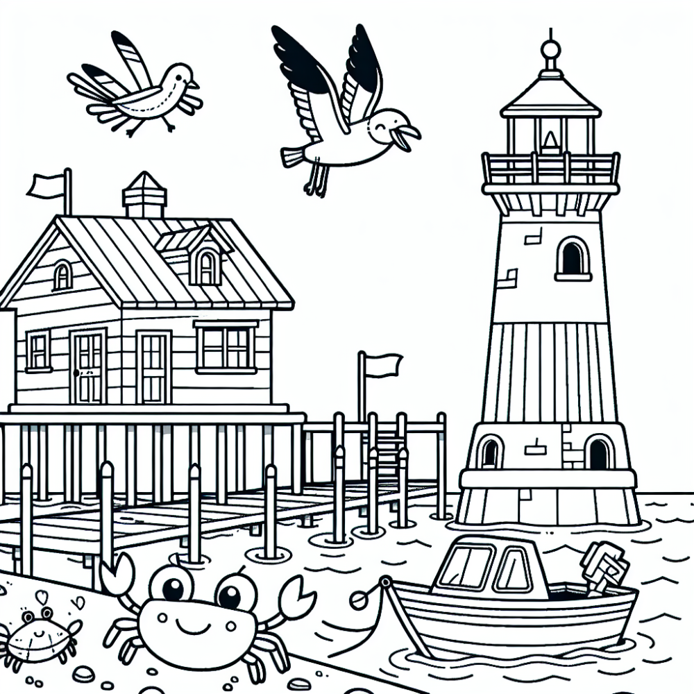 Coloring Page: Seaside Adventure Color Page for Kids