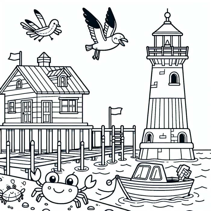 Coloring Page: Seaside Adventure Color Page for Kids