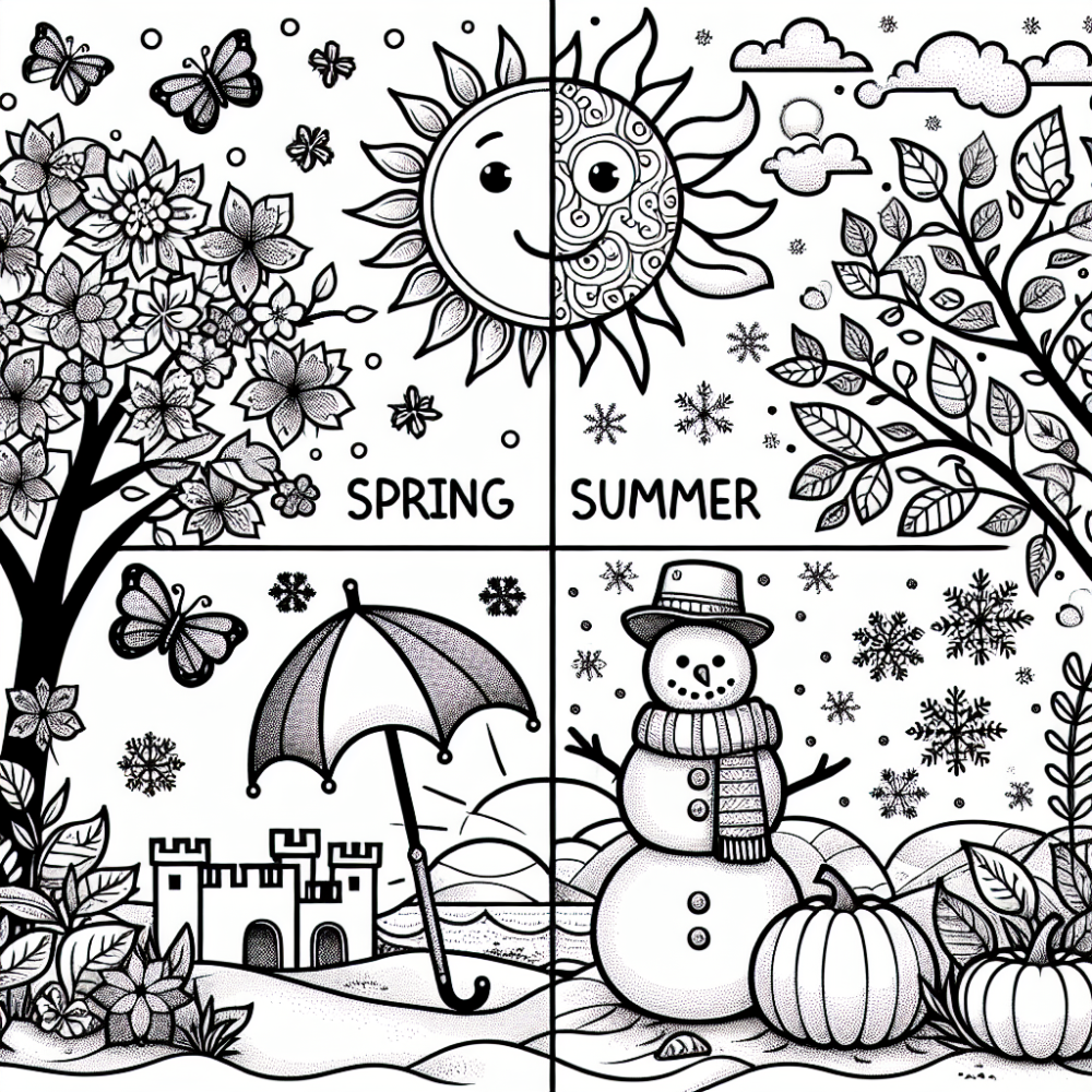 Coloring Page: Color Page for Kids: Seasonal Scenes