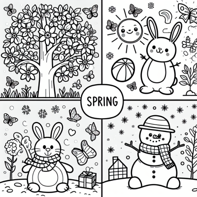 Coloring Page: Springtime Adventures Color Page for Kids