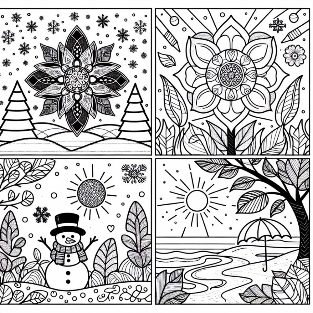 Coloring Page: Color Page for Kids: Explore Seasonal Scenes