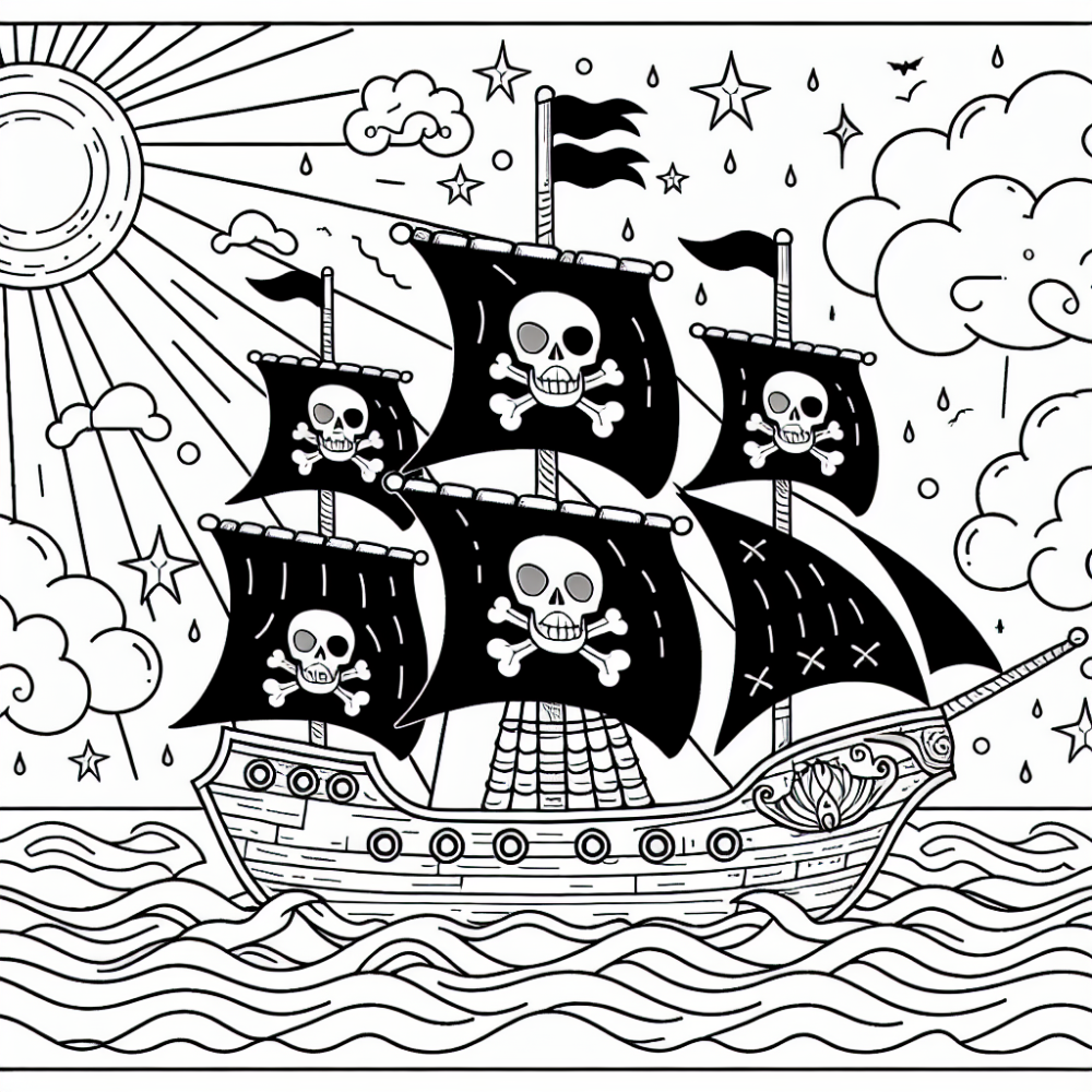 Coloring Page: Adventure Pirate Ship Color Page for Kids