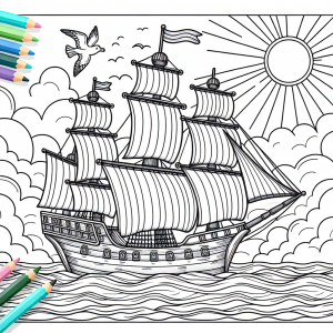 Free ship coloring page Color Book - 15 Coloring Pages - Explore Our ...