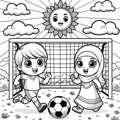 Coloring Page: Cheerful Soccer Color Page for Kids