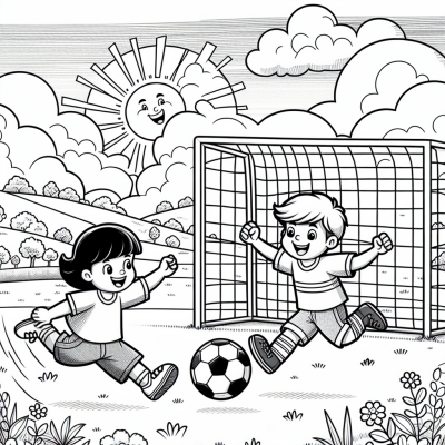 Coloring Page: Fun Soccer Game Color Page for Kids