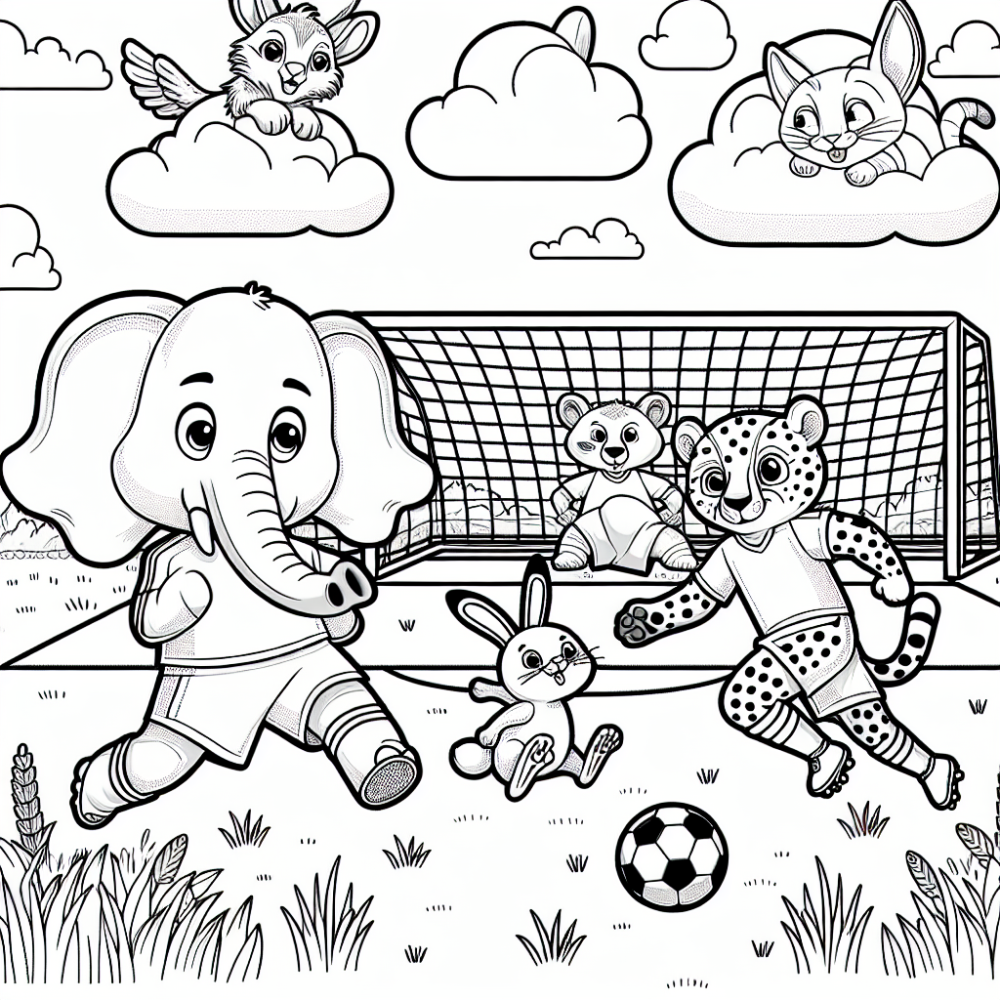 Coloring Page: Joyful Soccer Game - Color Page for Kids