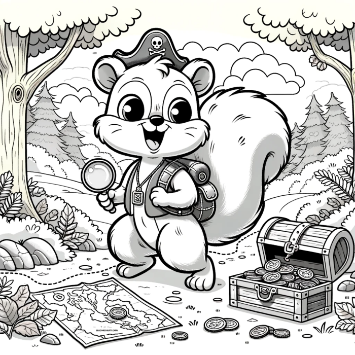 Coloring Page: Pirate Squirrel Adventure - Free Color Page for Kids