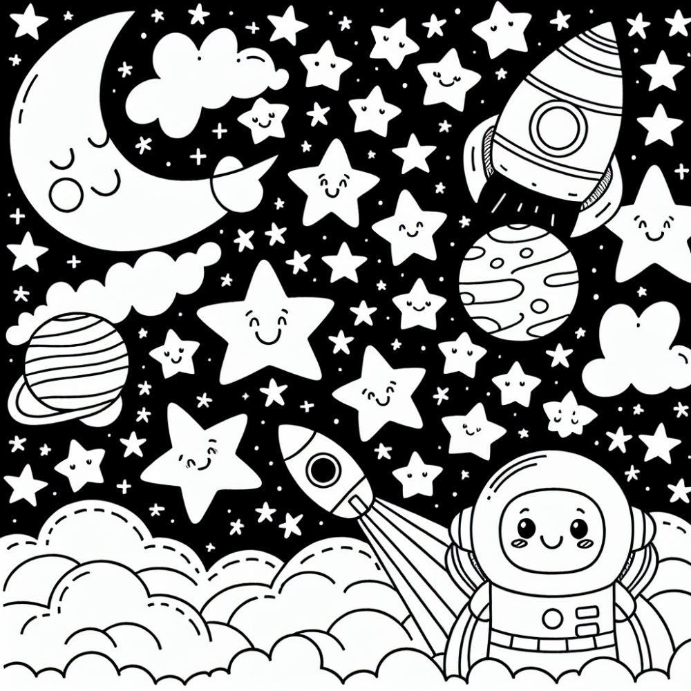 Coloring Page: Engaging Outer Space Color Page for Kids