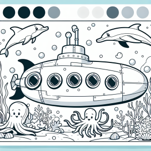 Coloring Page: Submarine Underwater Adventure: Color Page for Kids