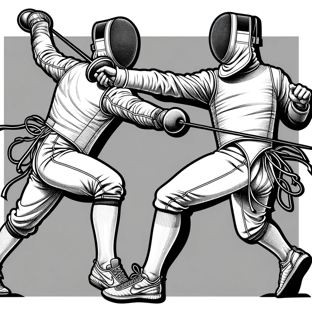 Coloring Page: Olympic Fencing Duel - Free Color Page for Kids