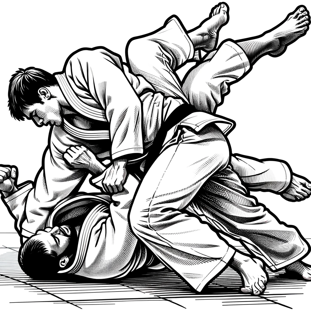 Coloring Page: Judo Match Color Page for Kids - Olympic Games Inspired