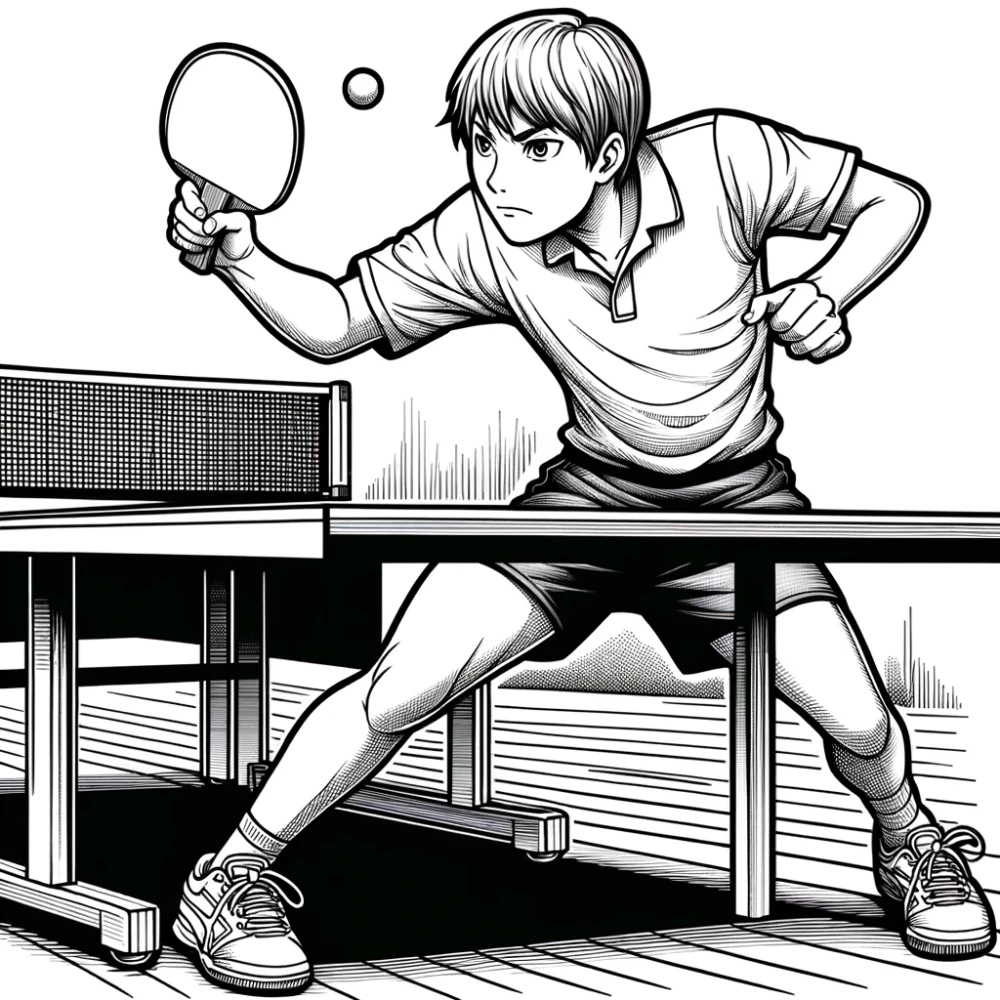 Coloring Page: Table Tennis Player Action Color Page for Kids