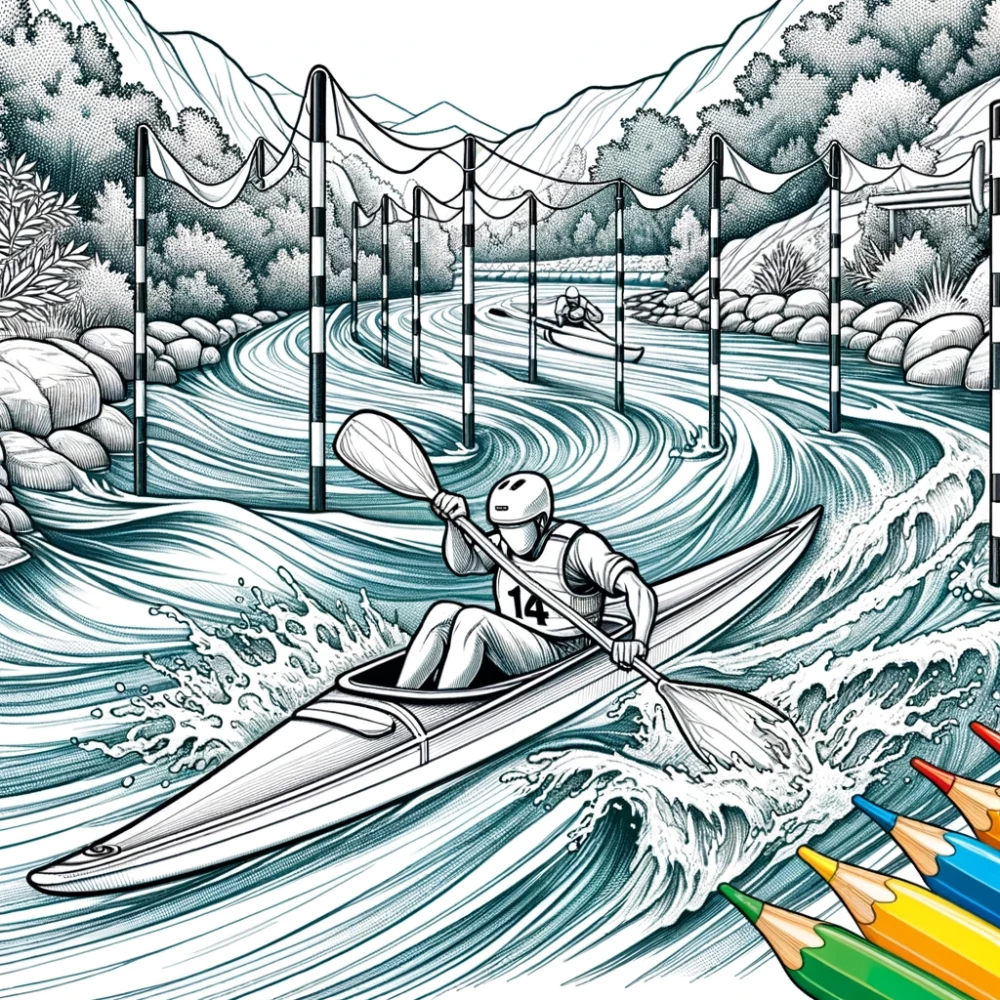 Coloring Page: Olympic Kayak Racer - Free Color Page for Kids