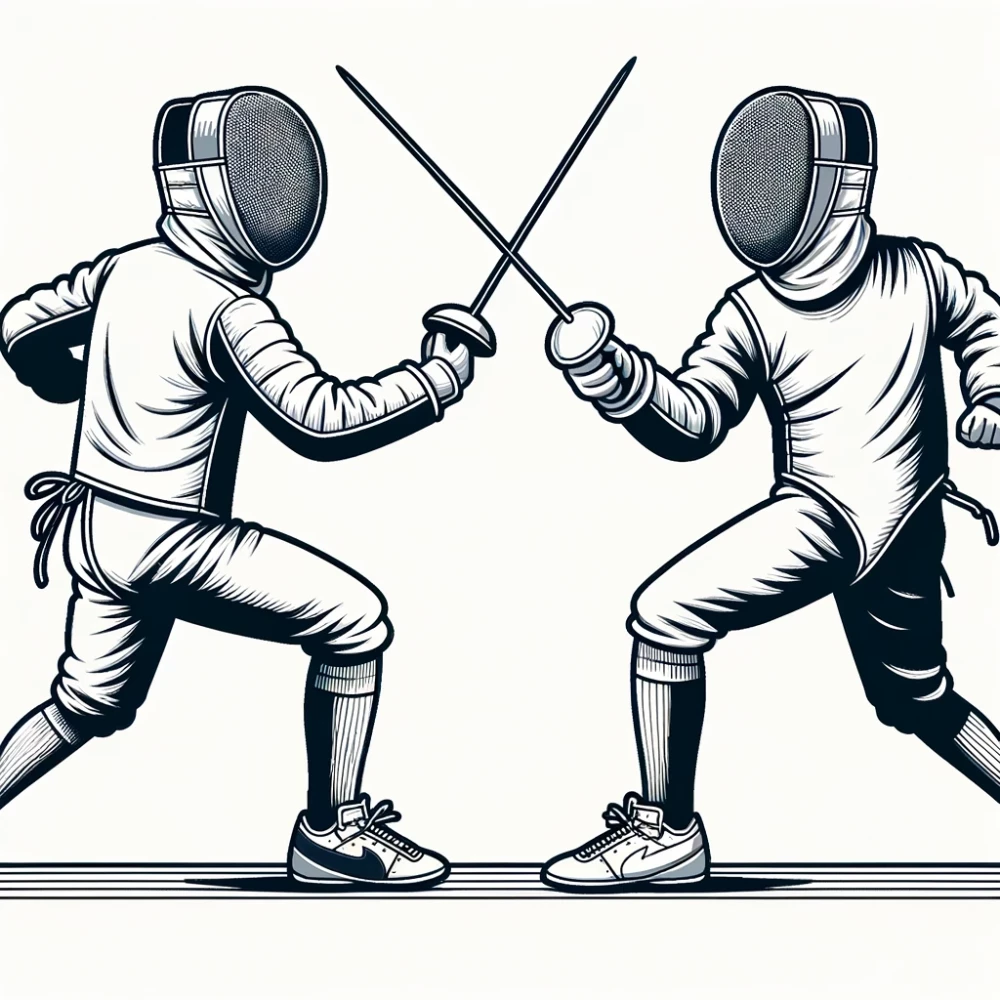 Coloring Page: Engaging Fencing Duel Color Page for Kids