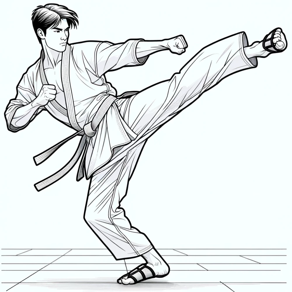 Coloring Page: Karate High Kick Color Page for Kids Creative and ...
