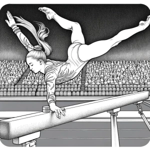 Coloring Page: Gymnast Balance Beam - Color Page for Kids