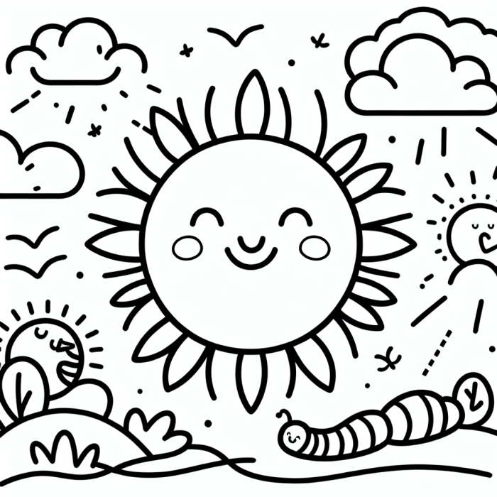 Coloring Page: Cheerful Sun Color Page for Kids
