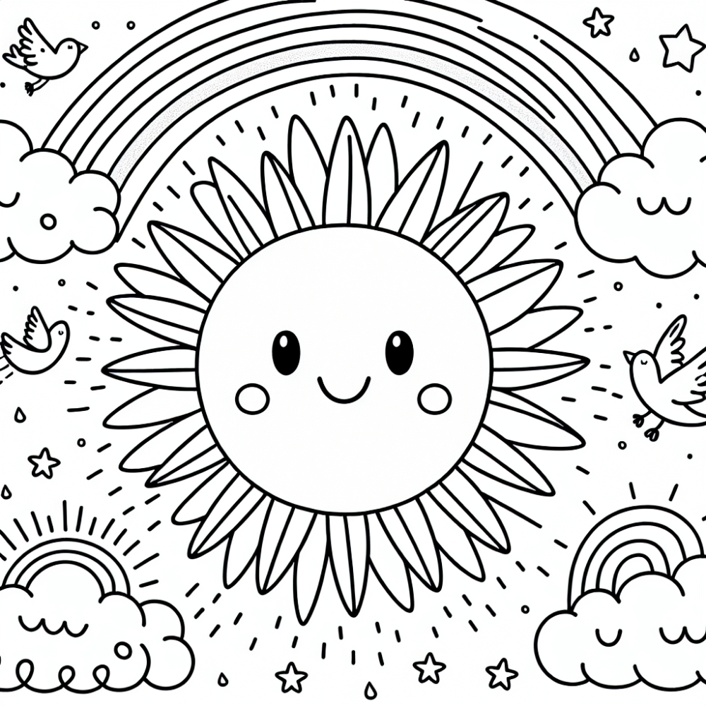 Coloring Page: Cheerful Sun Color Page for Kids