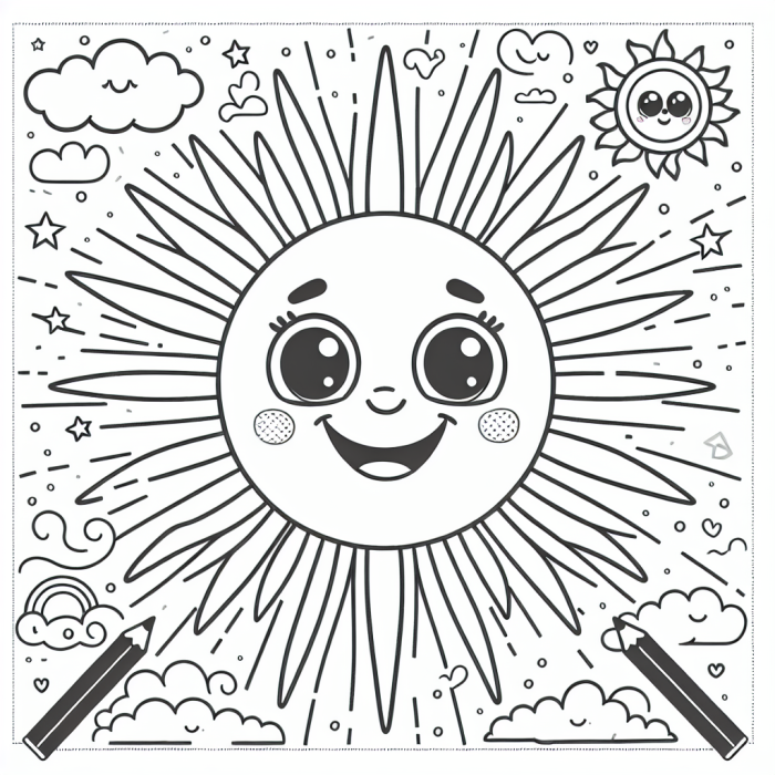 Coloring Page: Happy Sun Color Page for Kids